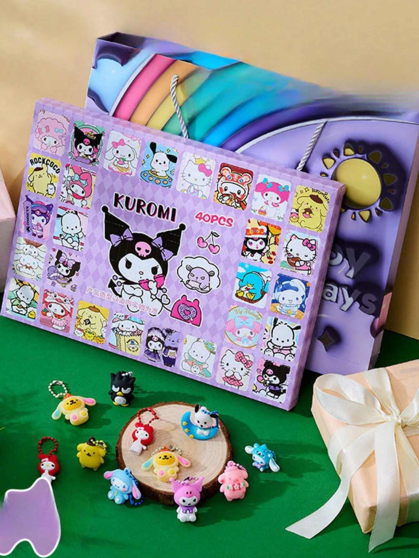 Sanrio 40pcs My Melody Kuromi Cinnamoroll Hello Cartoon Kitty Character