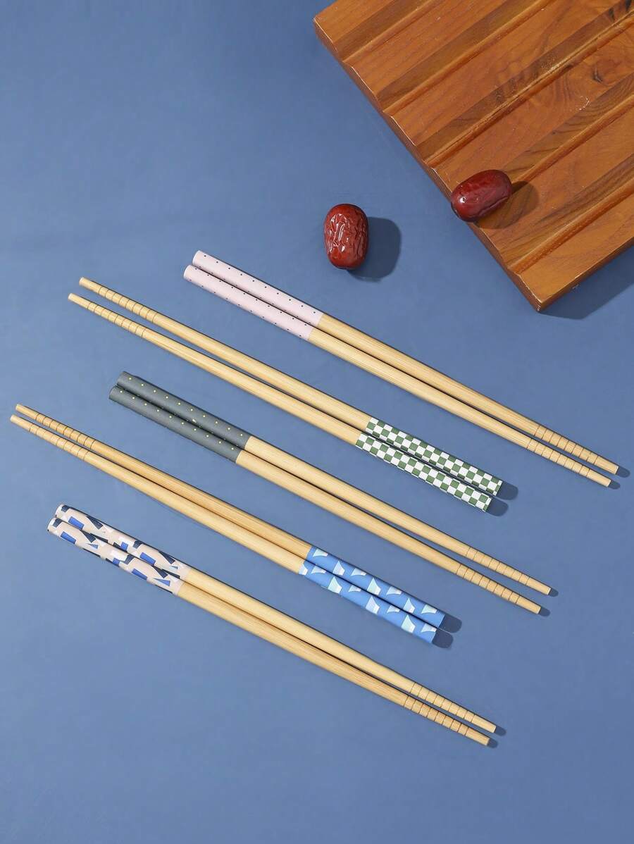 5 Pairs/Set Japanese Style Cartoon Bamboo Chopsticks With Reusable ...