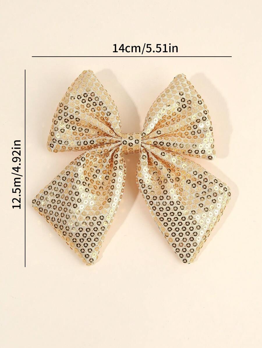 2pcs Sparkly Sequins Hair Bows For Women Champagne Glitter Bow ...