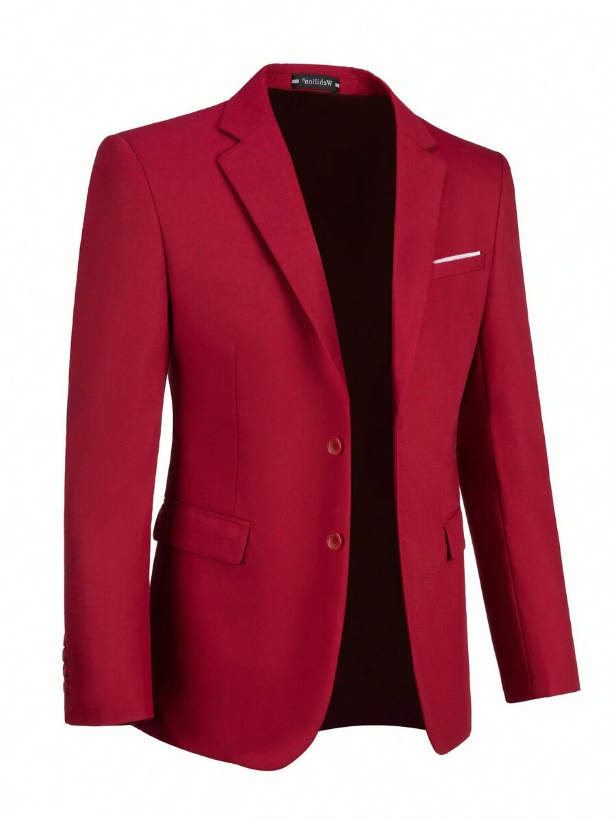 Men's Slim Fit Burgundy Suit Jacket, Stylish Business Casual | SHEIN USA