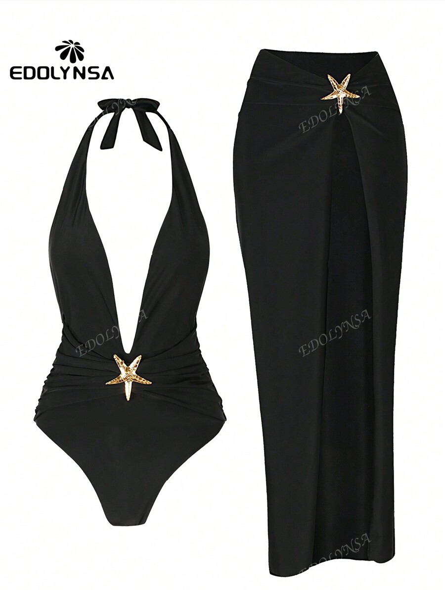 Swim Summer Beach 2 Packs Starfish One Piece Swimsuit & Bustle High ...
