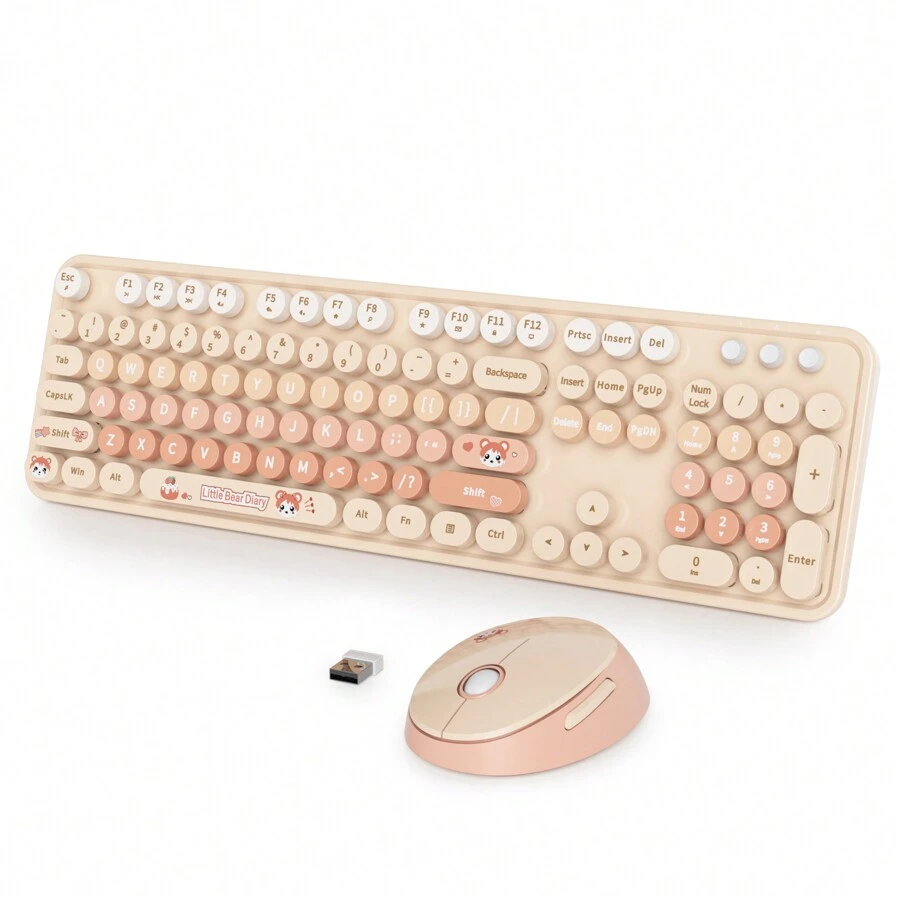 SURMEN Keyboard And Mouse Set, Retro Typewriter Keyboard, American ...
