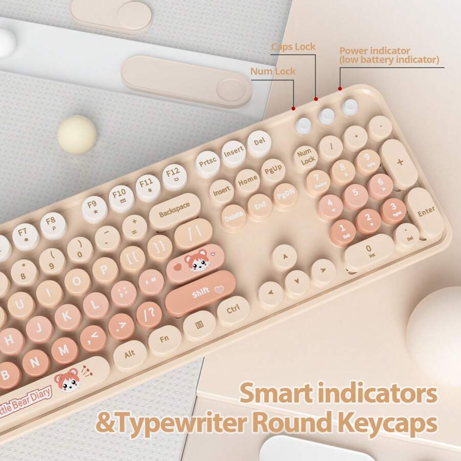 SURMEN Keyboard And Mouse Set, Retro Typewriter Keyboard, American ...