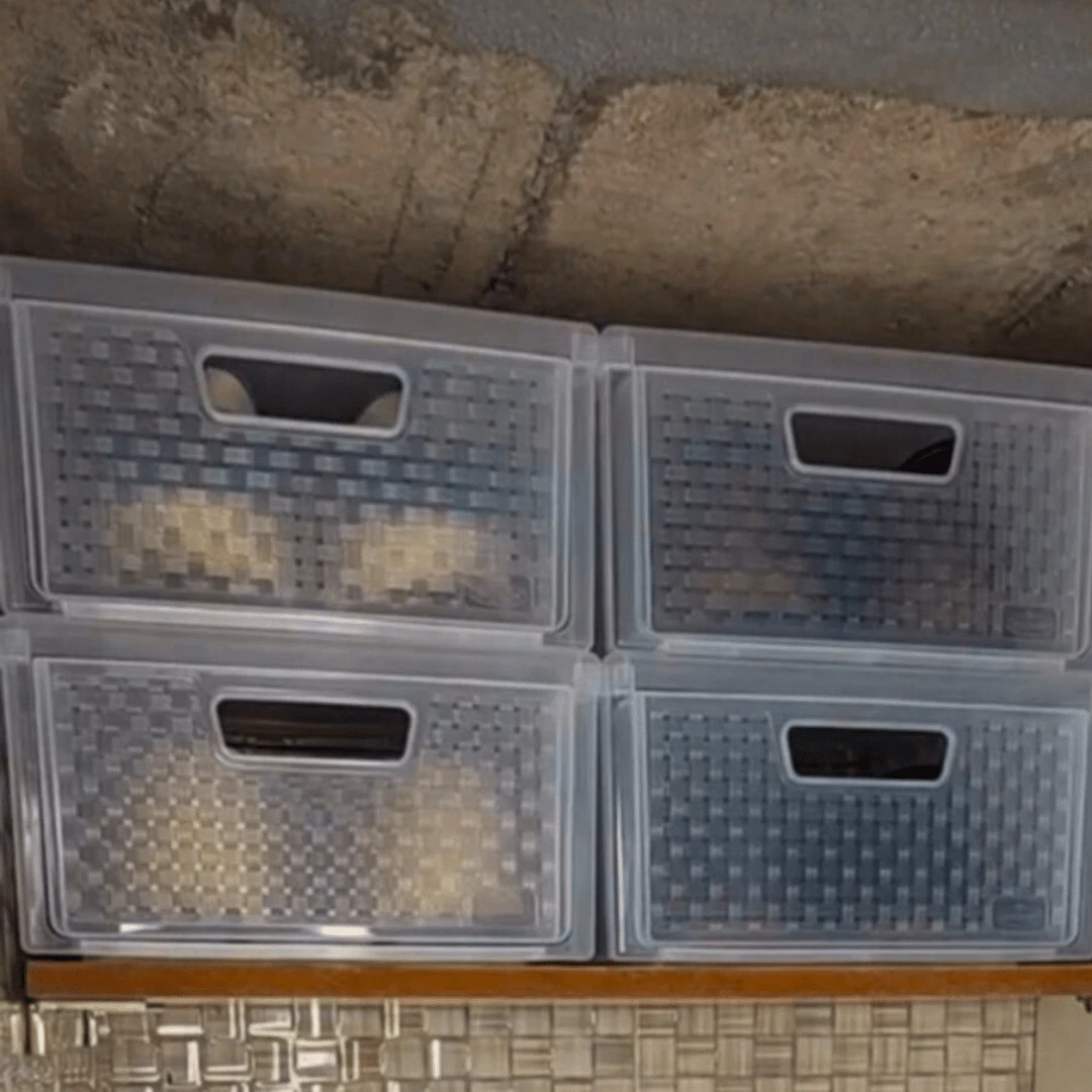 Kit With 2 Modular Stackable Drawers Rattan Transparent Organizer ...