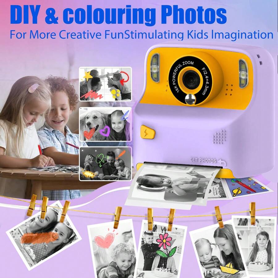 Kids Camera Instant Print, Christmas Birthday Gift For 3-12 Years Olds ...