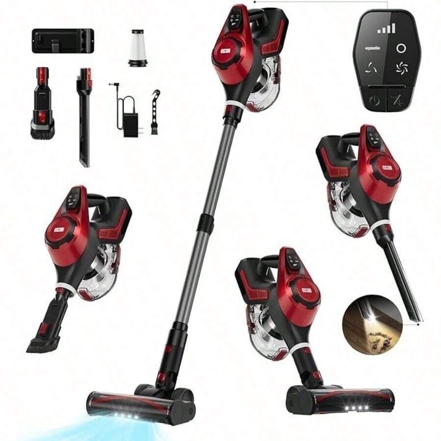 Cordless Vacuum Cleaner 8 In 1 Lightweight Stick Vacuum Cleaner LED ...