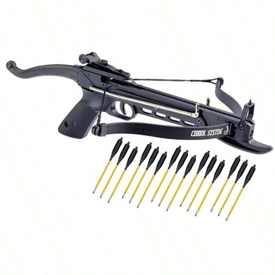 80lbs Self Cocking Hunting Pistol Crossbow With 15 Metal Arrows Black ...