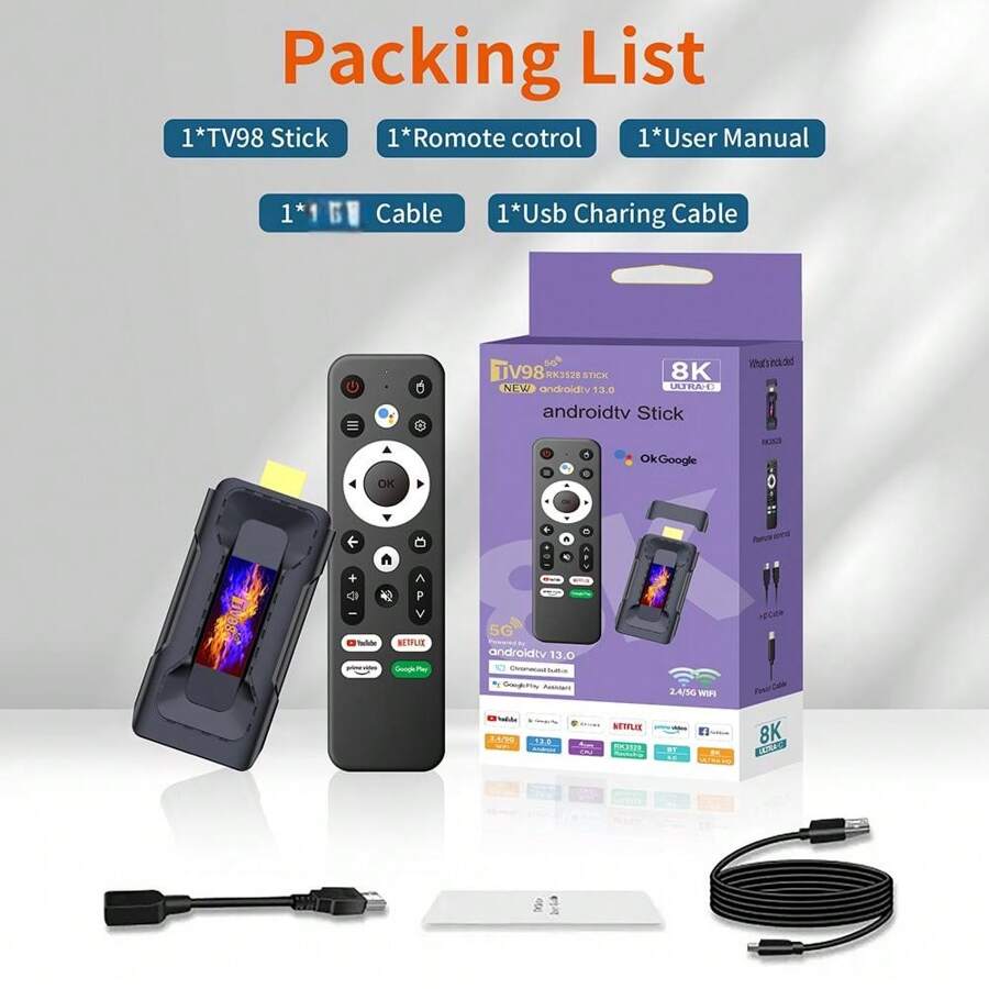 Q96 OHP Stick TV A TV98 RK3528 Android 13, 8K Smart Android TV Box, 4G ...