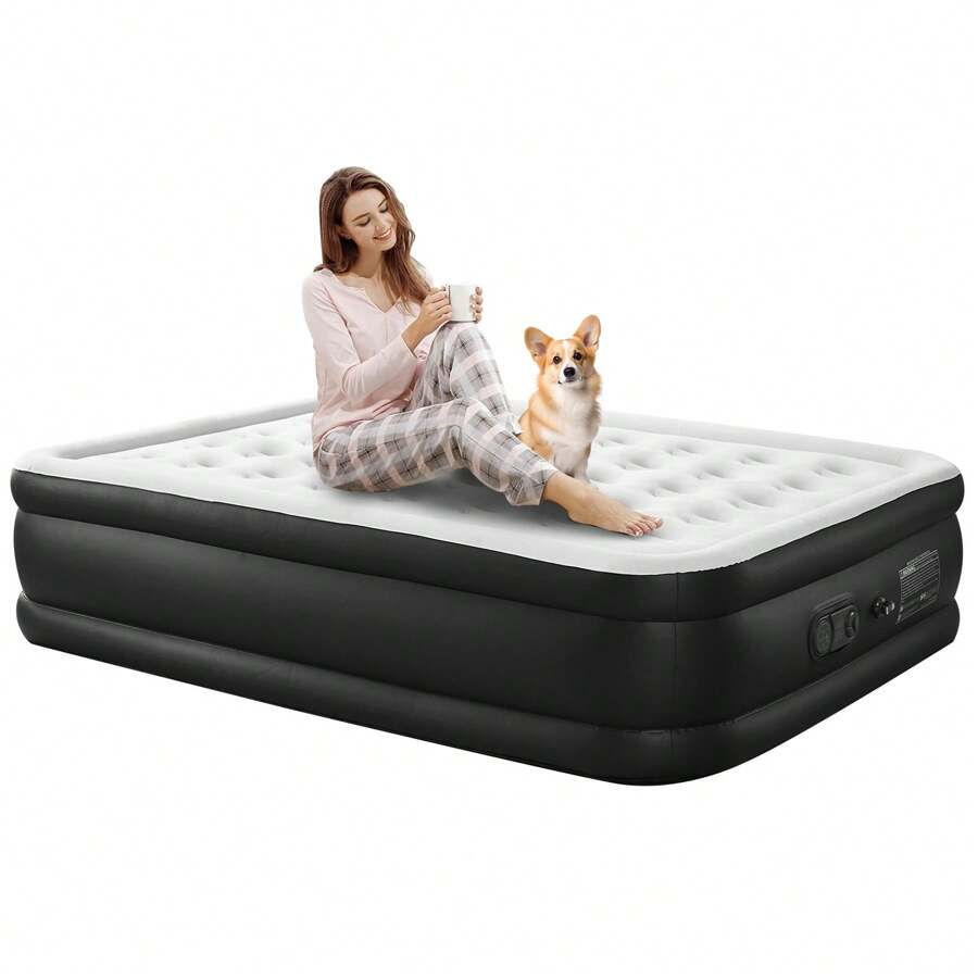 Double Inflatable Mattress, 16-Inch Adjustable, Built-In High-Capacity ...