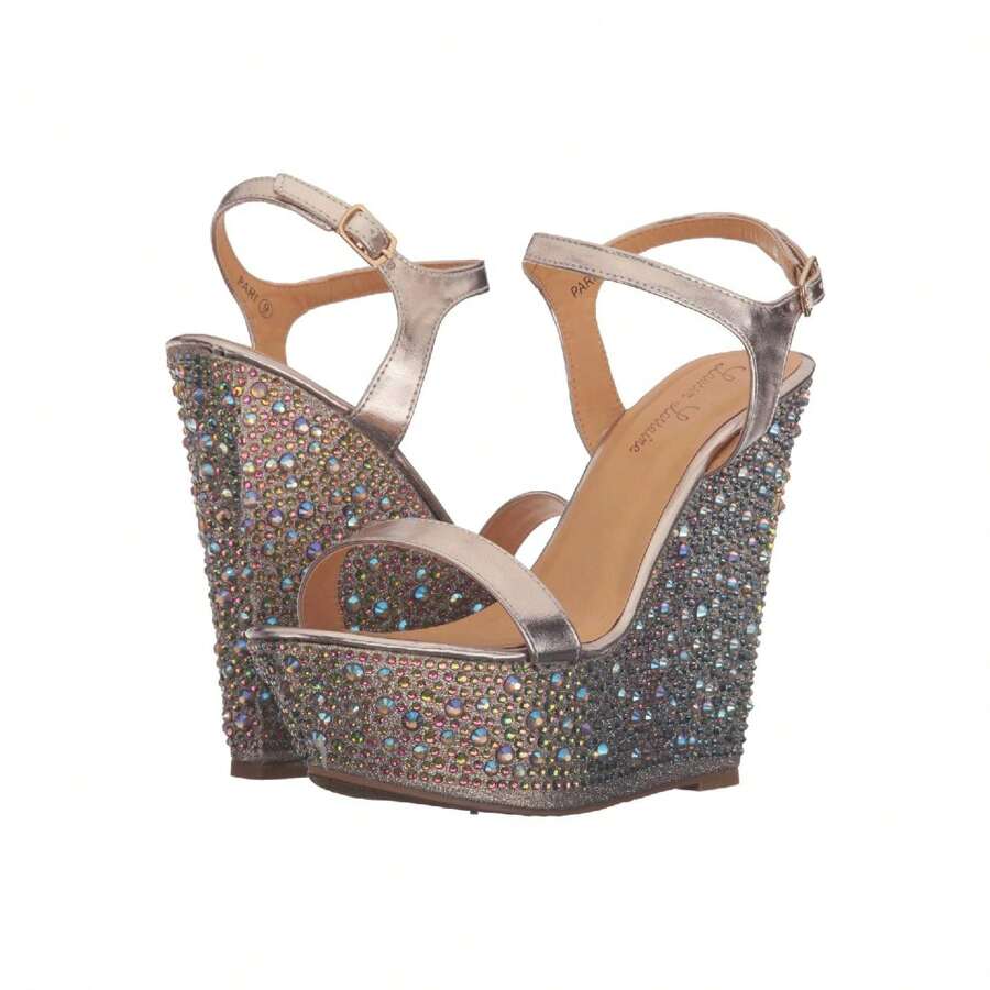 Lauren Lorraine Pari Gold Multi Pu Platform Wedge Ankle Strap ...