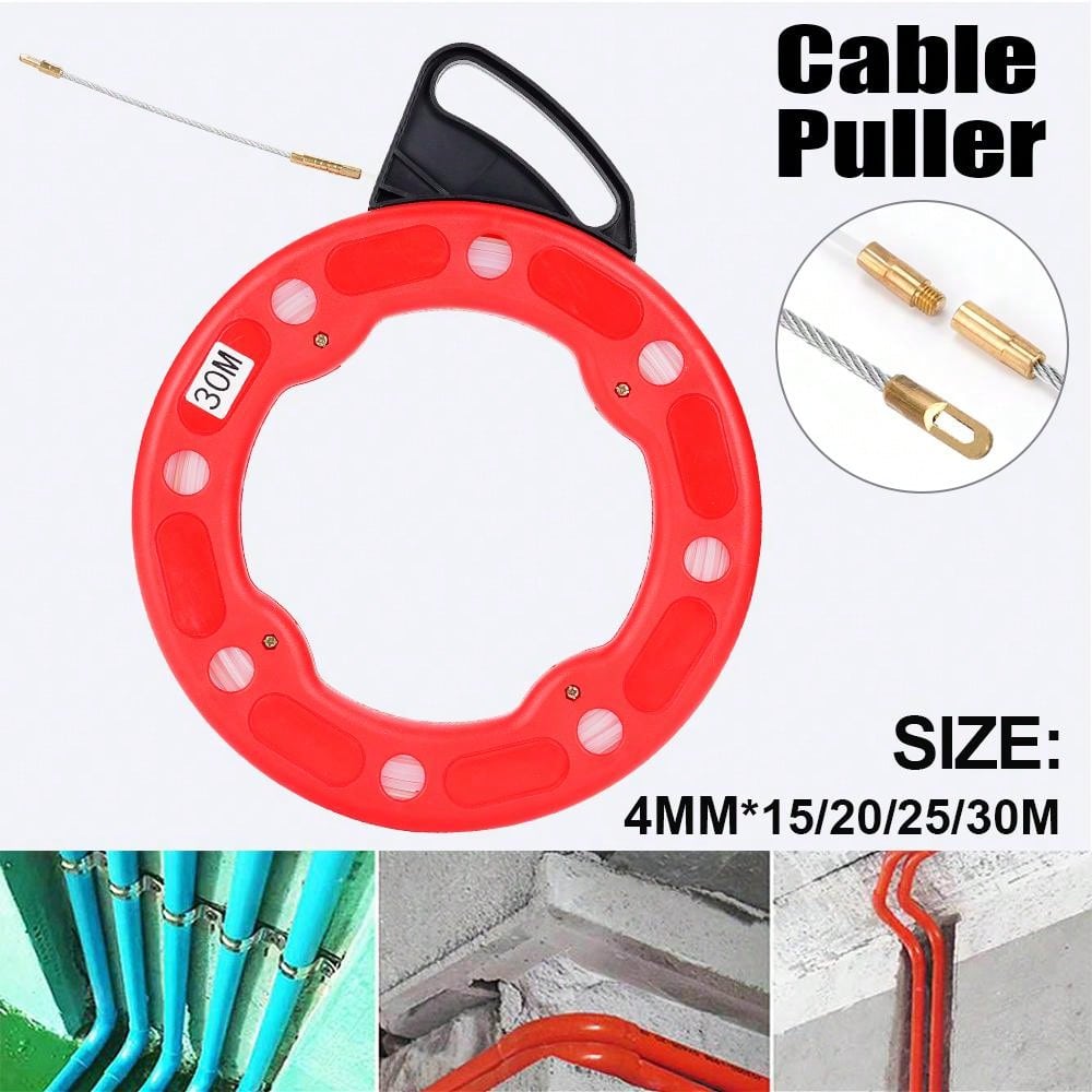 4mm 15/20/25/30m Pinza de tracción de fibra de vidrio, varilla guía de ...