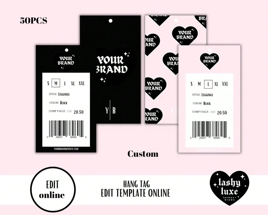 Custom 50PCS Paper Hang Tags With White/Black Nylon String ...