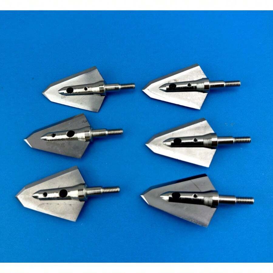 6 Qty 200 Grain Solid Fixed Single Bevel Traditional Hunting Broadheads ...