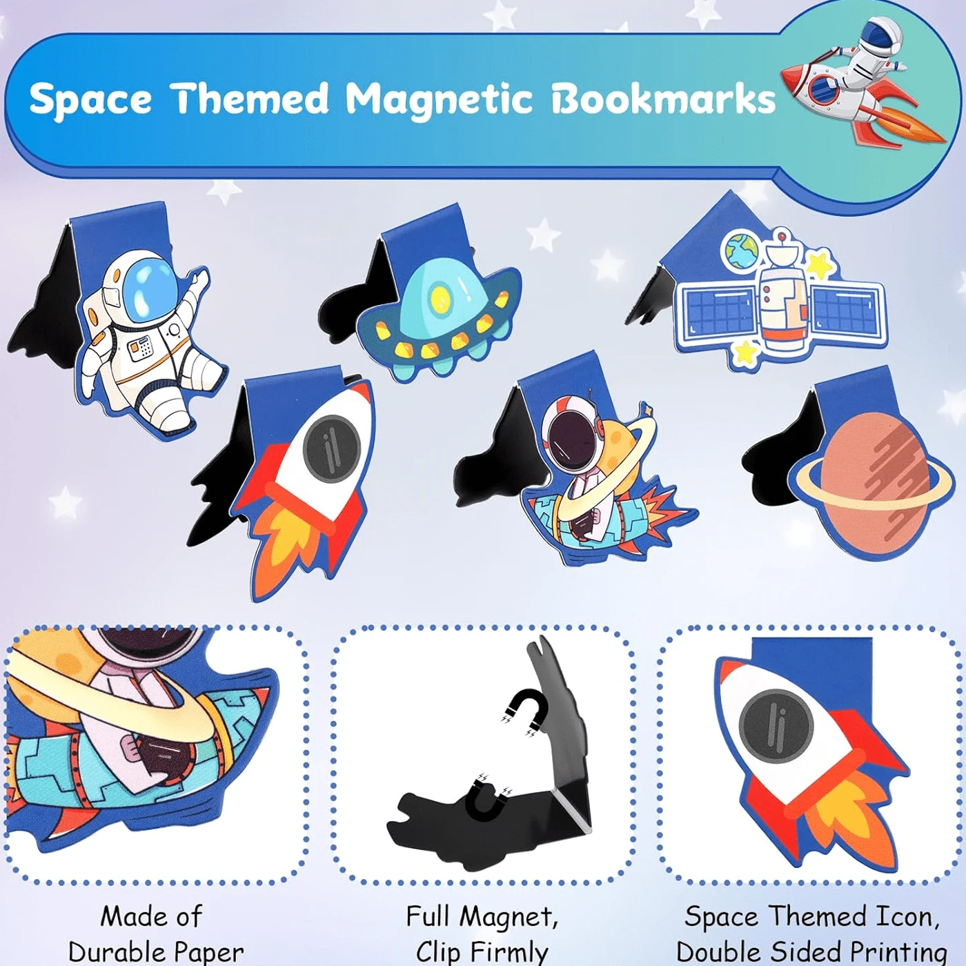 Astronaut Bookmarks, Set Of 6 Space Themed Bookmarks, Space And ...