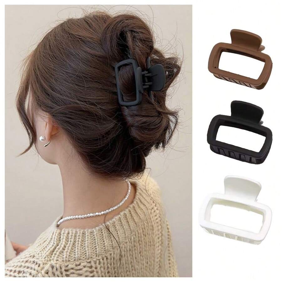 1pc Simple Square Small Clip Fashion Full Back Hair Clip, Elegant Lady ...