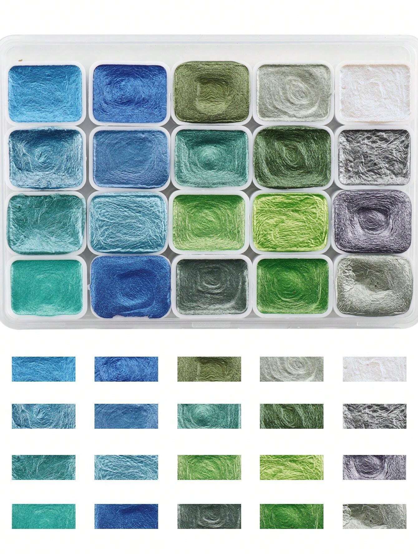 Flash Golden 20 Colors Soild Watercolor Preadolescent Glitter Paints ...