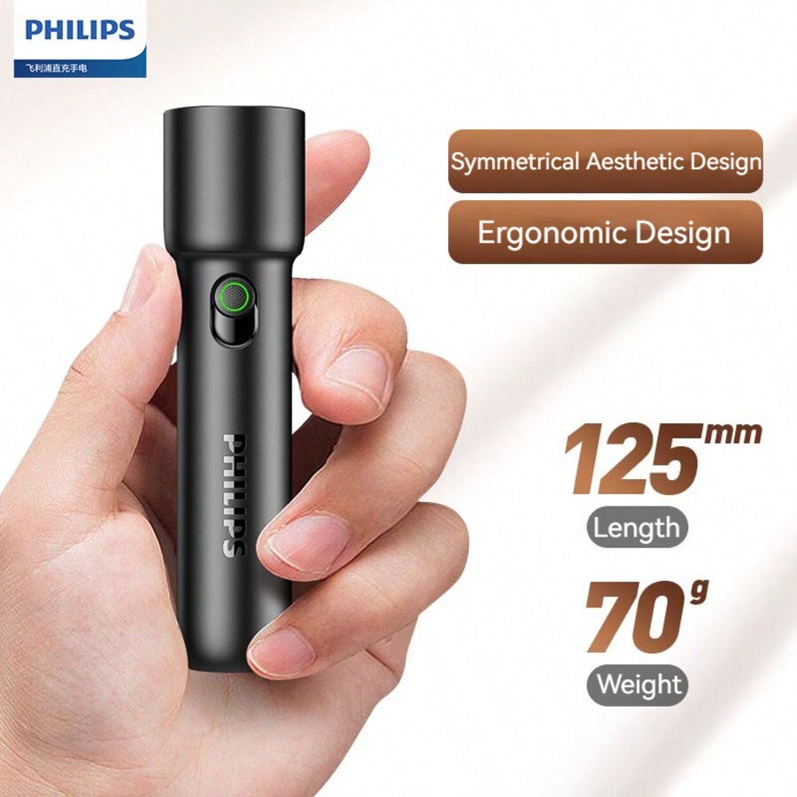 Philips لمبة فيليبس 1235 Led صغيرة محمولة قابلة للشحن بمنفذ Usb، ضوء يدوي للإضاءة، للدفاع الشخصي