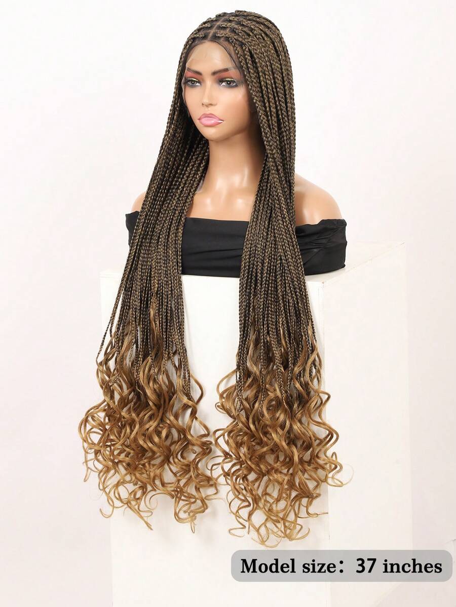 37 Inches Full Double Lace Front Knotless Box Braided Wigs With Baby ...