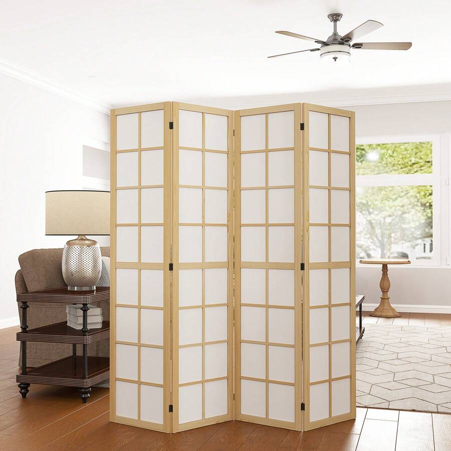 HOMCOM 4 Panel Folding Room Divider, Freestanding Privacy Screen ...