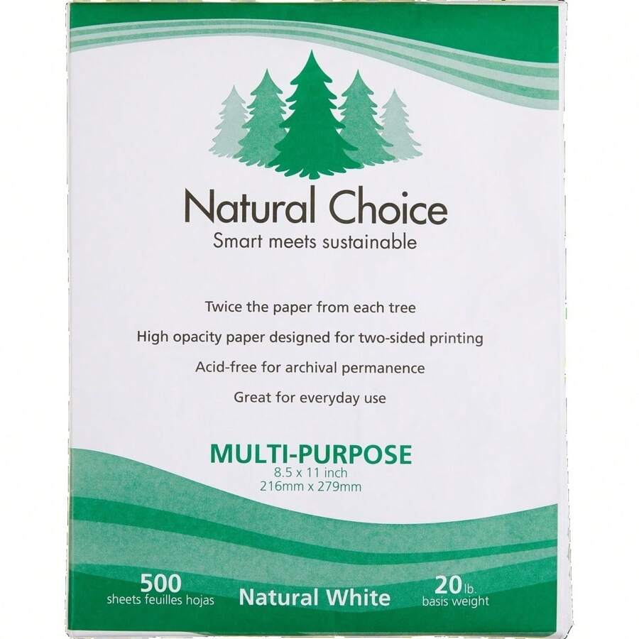 Natural Choice Multi-Purpose Copy Paper 20 Lb Letter White 5000 Sheets ...