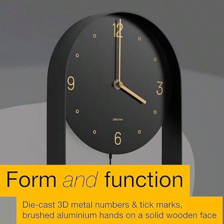 Modern Pendulum Wall Clock - Unique Metal Frame Decorat 8 Inch Face Contemporary Minimalist ...