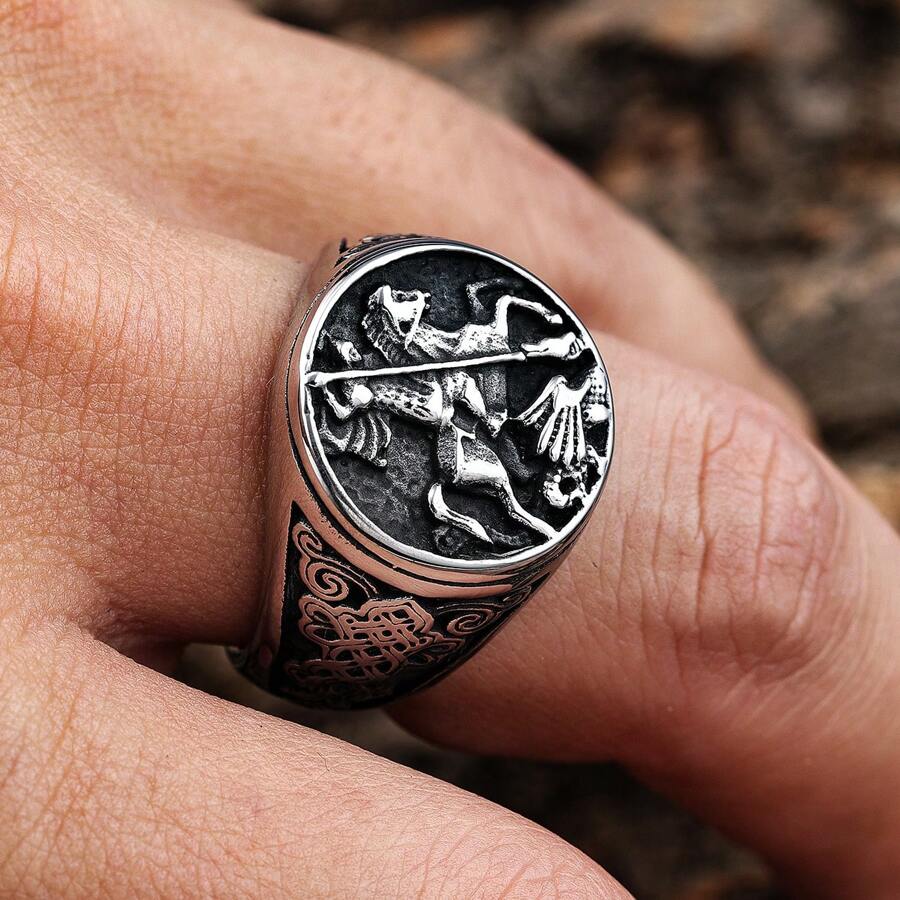 1Piece Stainless Steel Vintage Staint George Protect Us Dragon Slayer ...