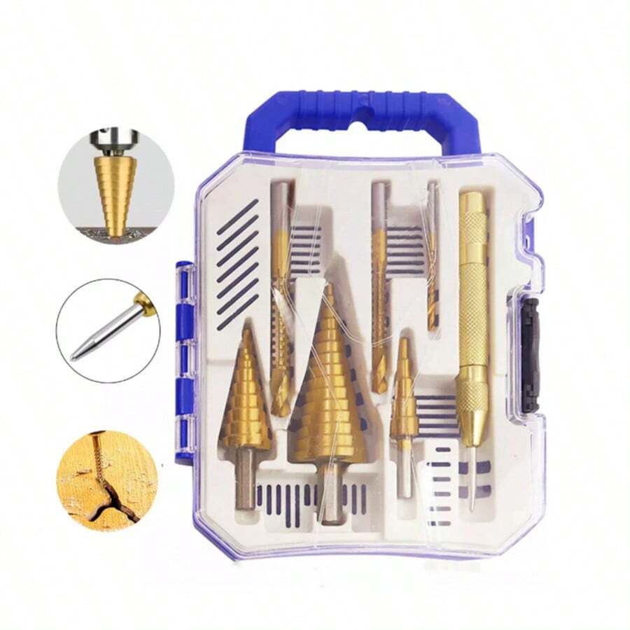 Kit 3 Step Drill Bit + 3 Titanium Steel Side Cutting Drill Bit ...