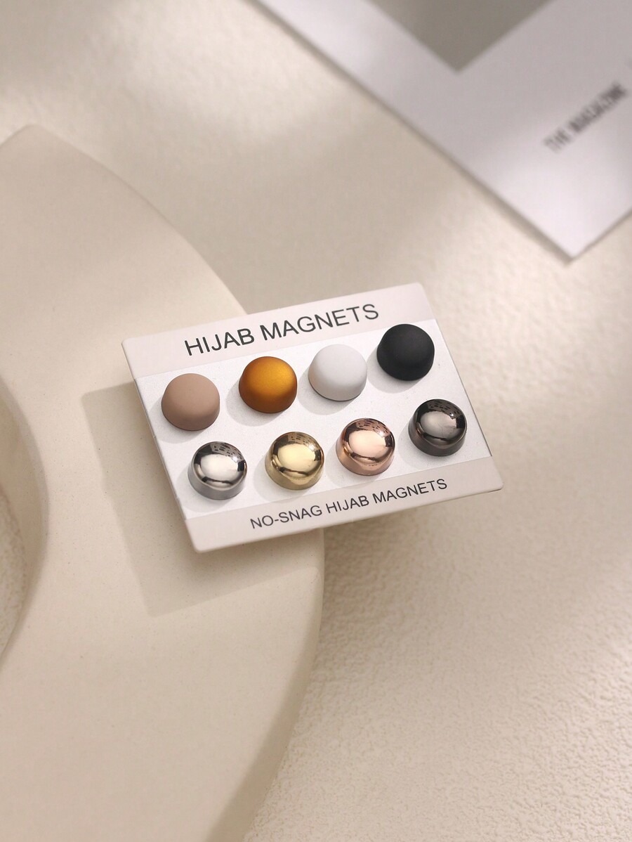 8 Pairs Plain Color Zinc Alloy Hijab Magnets, Strong Magnet Suitable ...