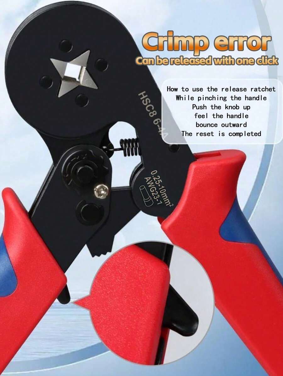 1pc Automatic Ratcheting Crimping Plier Tool, Adjustable Crimping Range ...