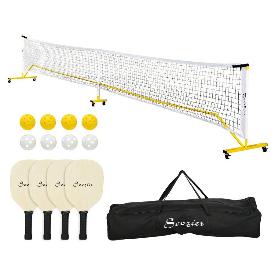 Soozier Pickleball Set With Net, Court Markers And Wheels, 22FT ...