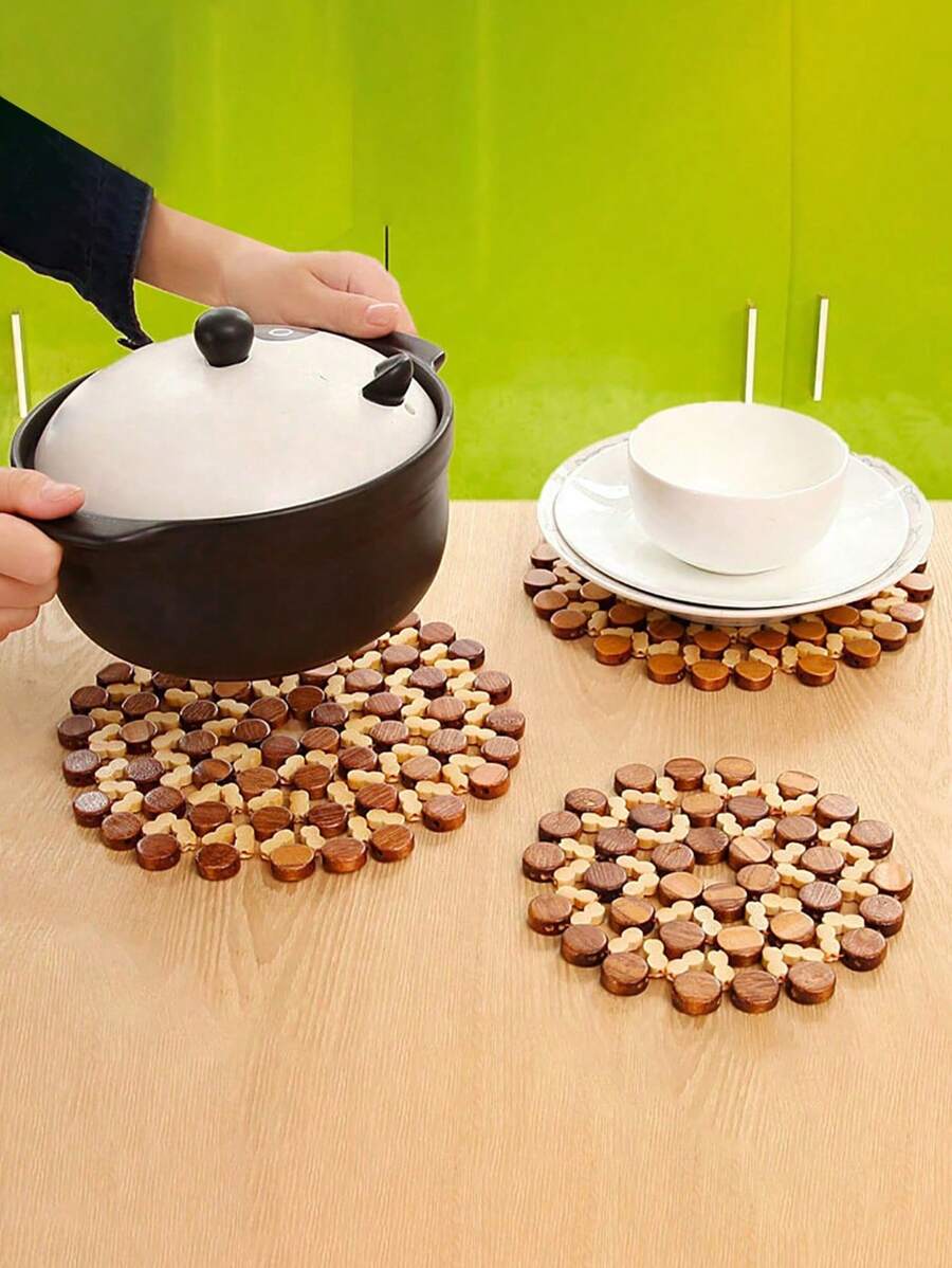 1 Piece Simple Atmosphere Bamboo Heat Insulating Floor Mat Bowl Mat ...