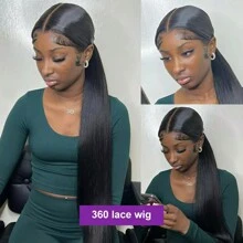 180 Density 360 Full Lace Frontal Wig Bone Straight Human Hair Wig For ...