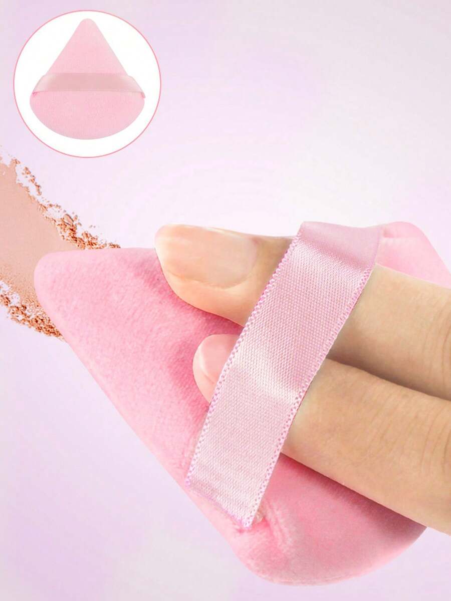 5pcs Pink Triangle Makeup Sponges, Crystal Velvet Short Hair, Soft ...