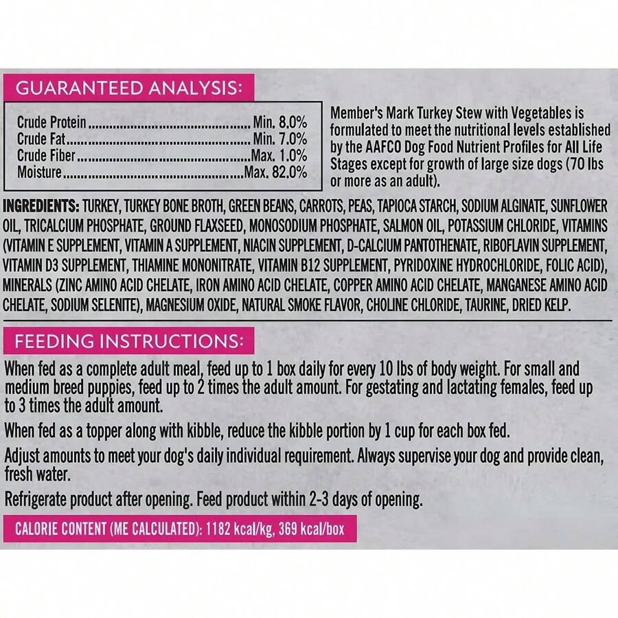 Member's Mark Members Mark Turkey Stew With Vegetables Wet Dog Food 11 ...