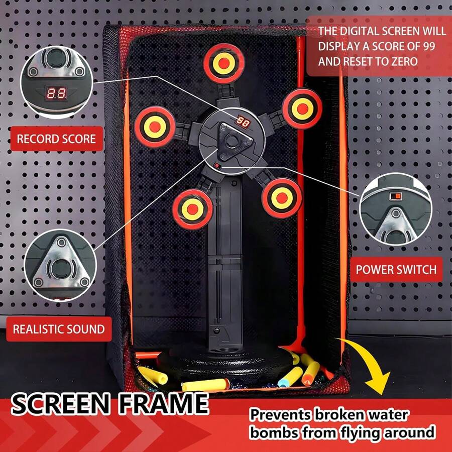 Automatic Reset Electronic Scoring Target (With Support Cage And Net) Motorized Rotating Target ...