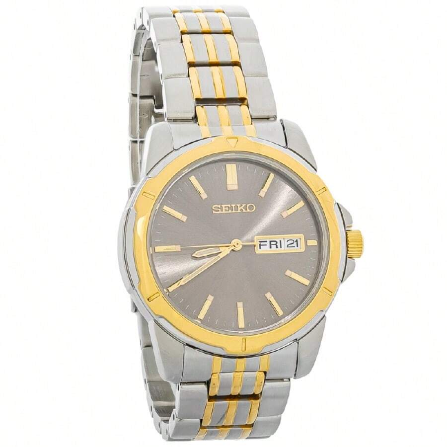 Seiko Essentials Mens Two-Tone Stainless Steel Grey Dial Quartz Watch ...