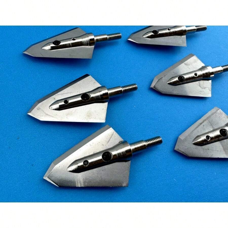 6 Qty 200 Grain Solid Fixed Single Bevel Traditional Hunting SHARP ...