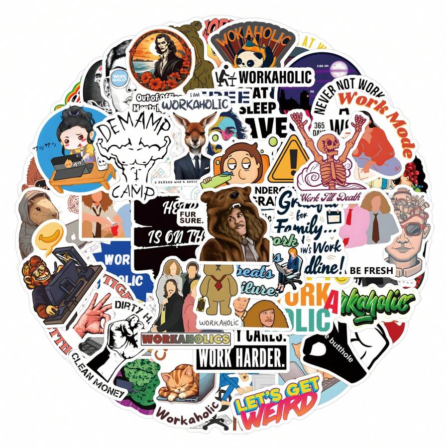 55pcs Workaholic Aesthetic Stickers Vinyl Color Stickers For Cups ...