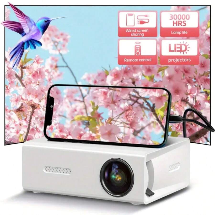 Projector,1080P Suported, 80inch Display, Suitable For Dormitory, Home ...
