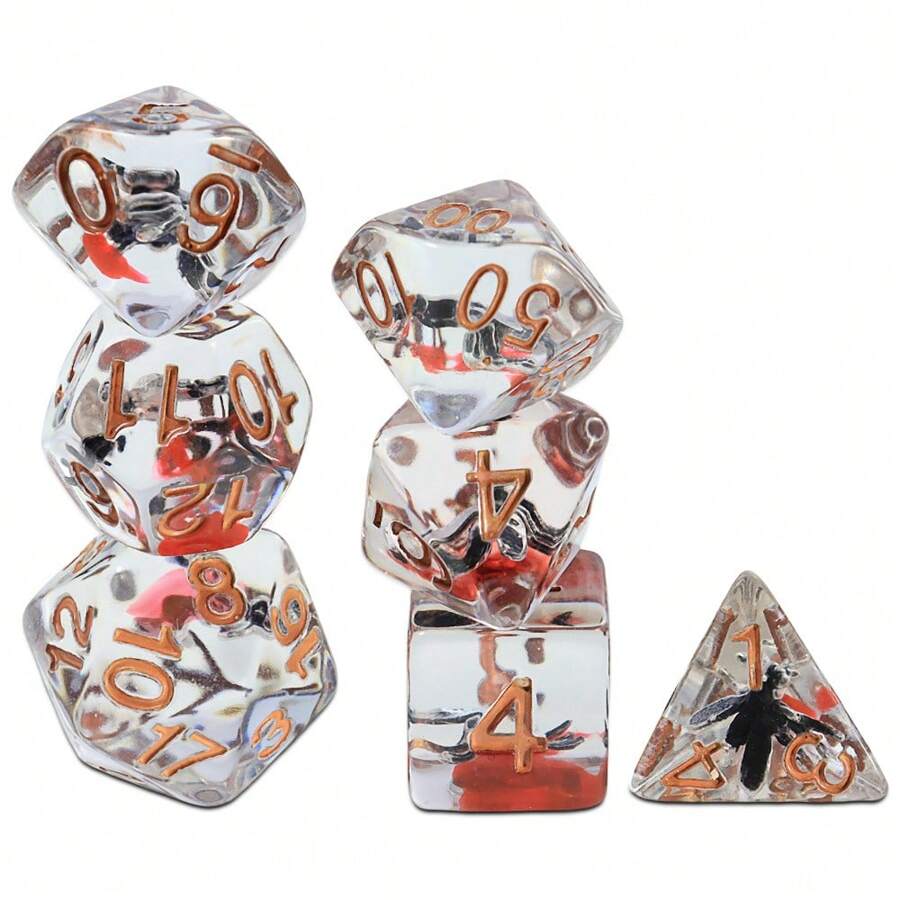 New 7 Pieces Acrylic Polyhedral Dices Set Bar Toys Filled With Ducks ...