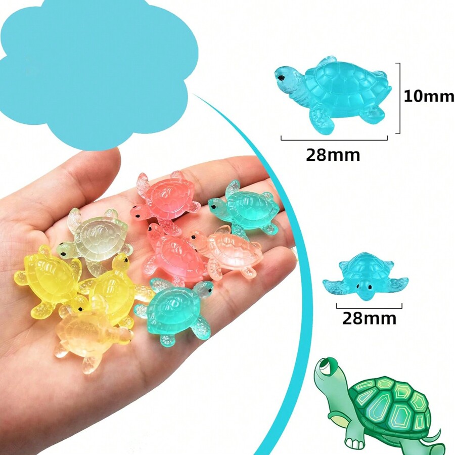 20/30 Mini Resin Turtle Statues Glowing Mini Resin Animals Micro Ocean ...