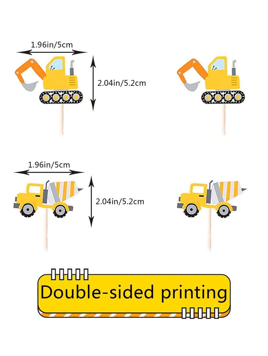 35 PCS Construction Cupcake Toppers Construction Happy Birthday Cake ...