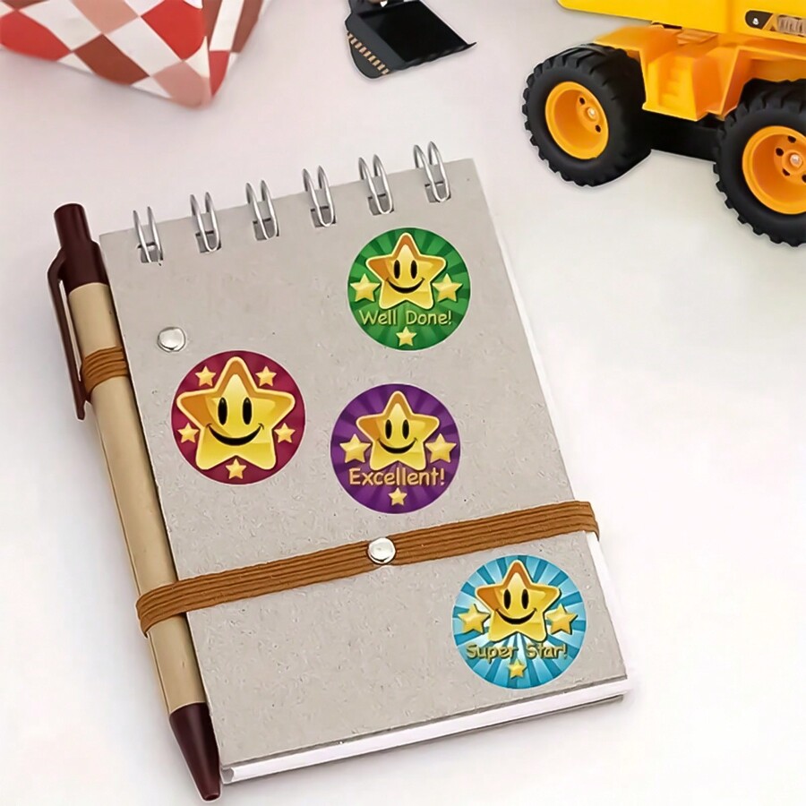 500pcs/Roll Round Colorful Star Reward Encouragement Stickers, Happy ...