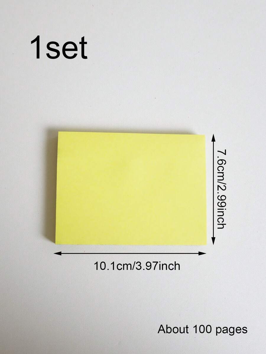 1set - Solid Color Rectangular Sticky Note, Simple Self-Adhesive ...