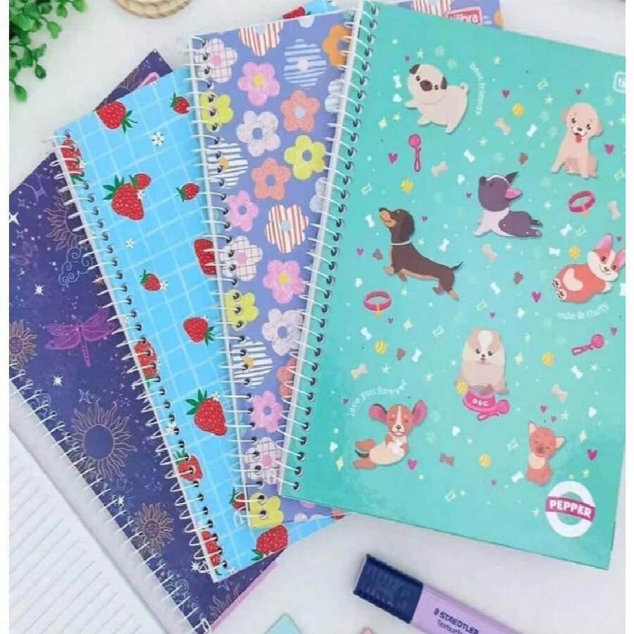 Notebook Univ. Spiral Notebooks 10 Subjects Pepper Feminine - Tilibra ...