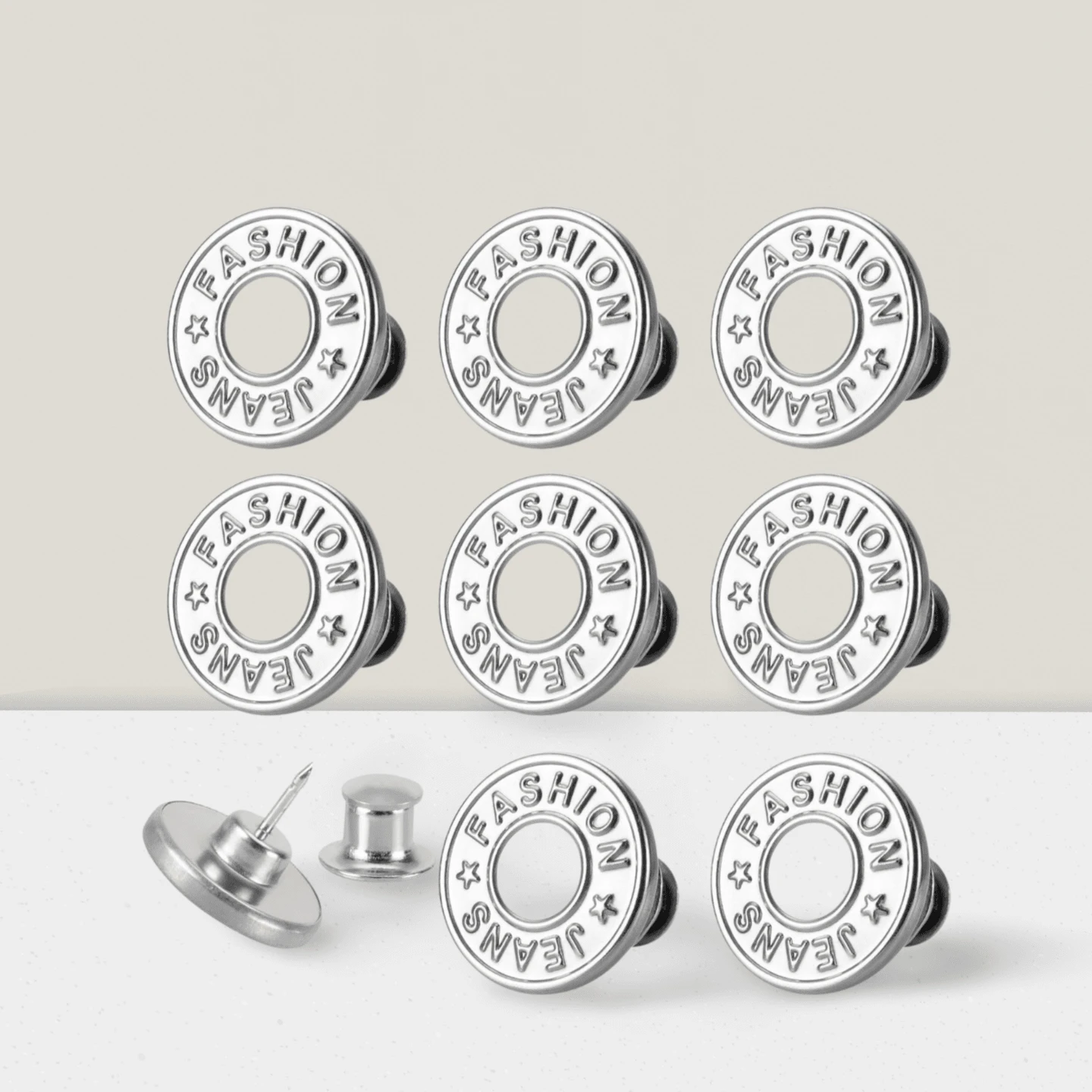8 Sets Jean Button Pins: 17mm No-Sew, Adjustable Instant Replacement ...