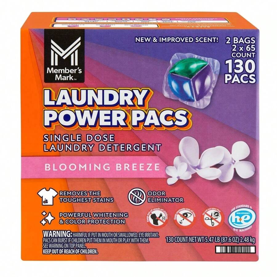 Member's Mark Members Mark Laundry Detergent Power Pacs Blooming Breeze 130 Count | SHEIN USA
