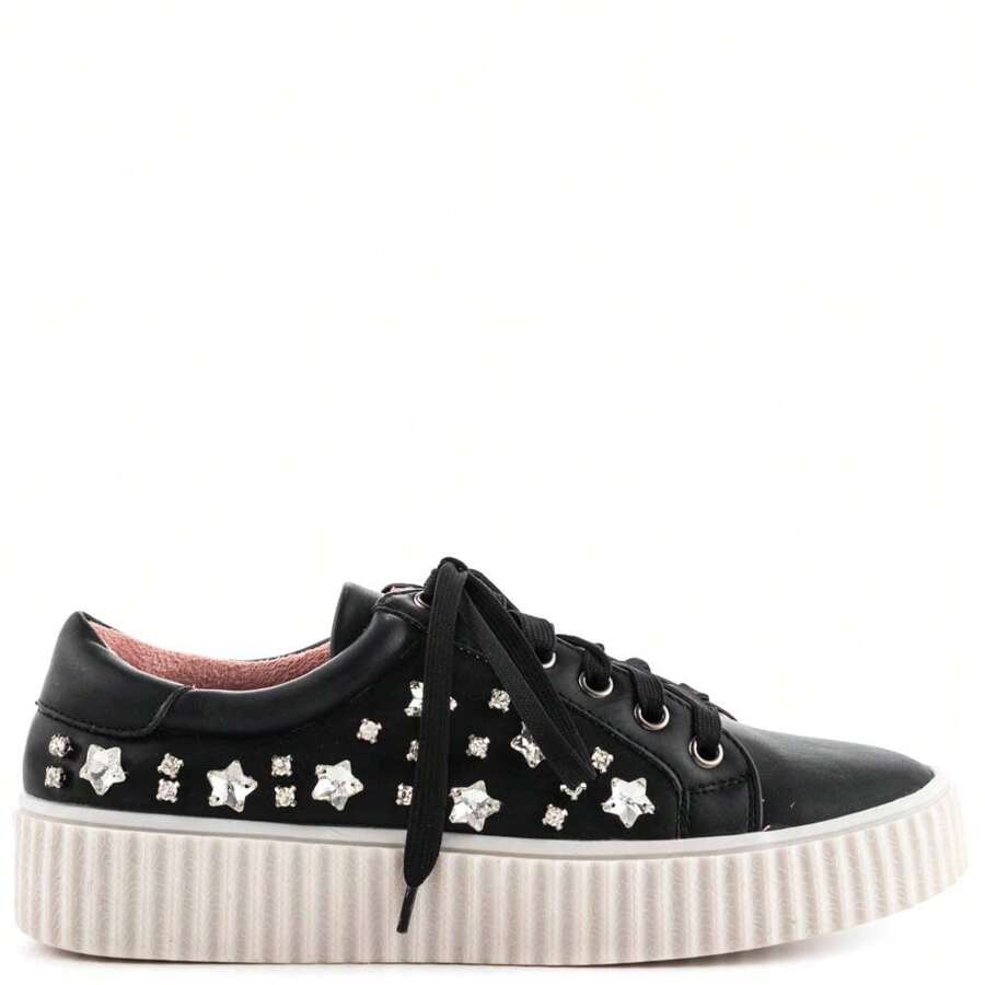 Lucky Brand Lauren Lorraine Pam Black Lace Up Sneakers With Rhinetsone ...