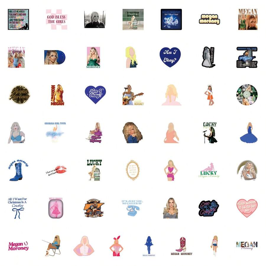 50pcs Cartoon Megan Moroney Graffiti Stickers, Suitable For Water ...