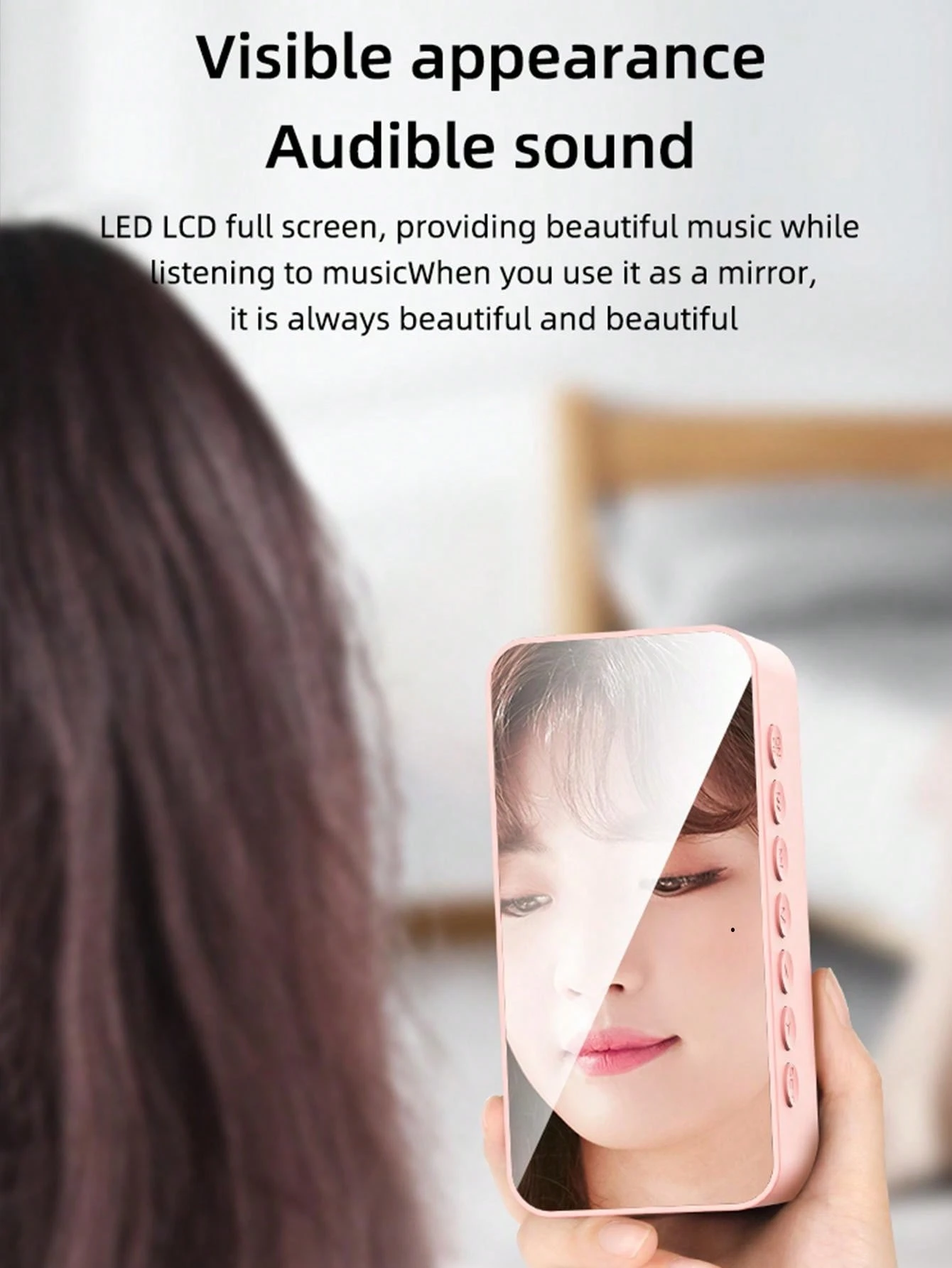 Tabletop Mini LED Mirror Display Digital Alarm Clock, Bluetooth ...